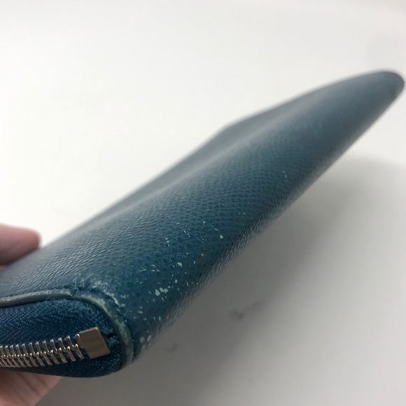 Celine | Bags | Cline Metallic Blue Large Halfzip Wallet | Poshmark